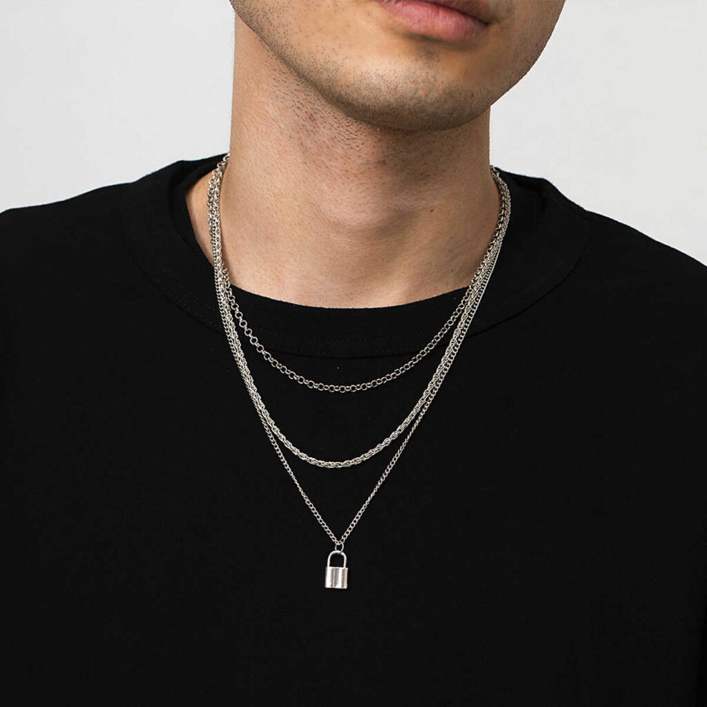 Collier multirang acier | Chaîne multicouche